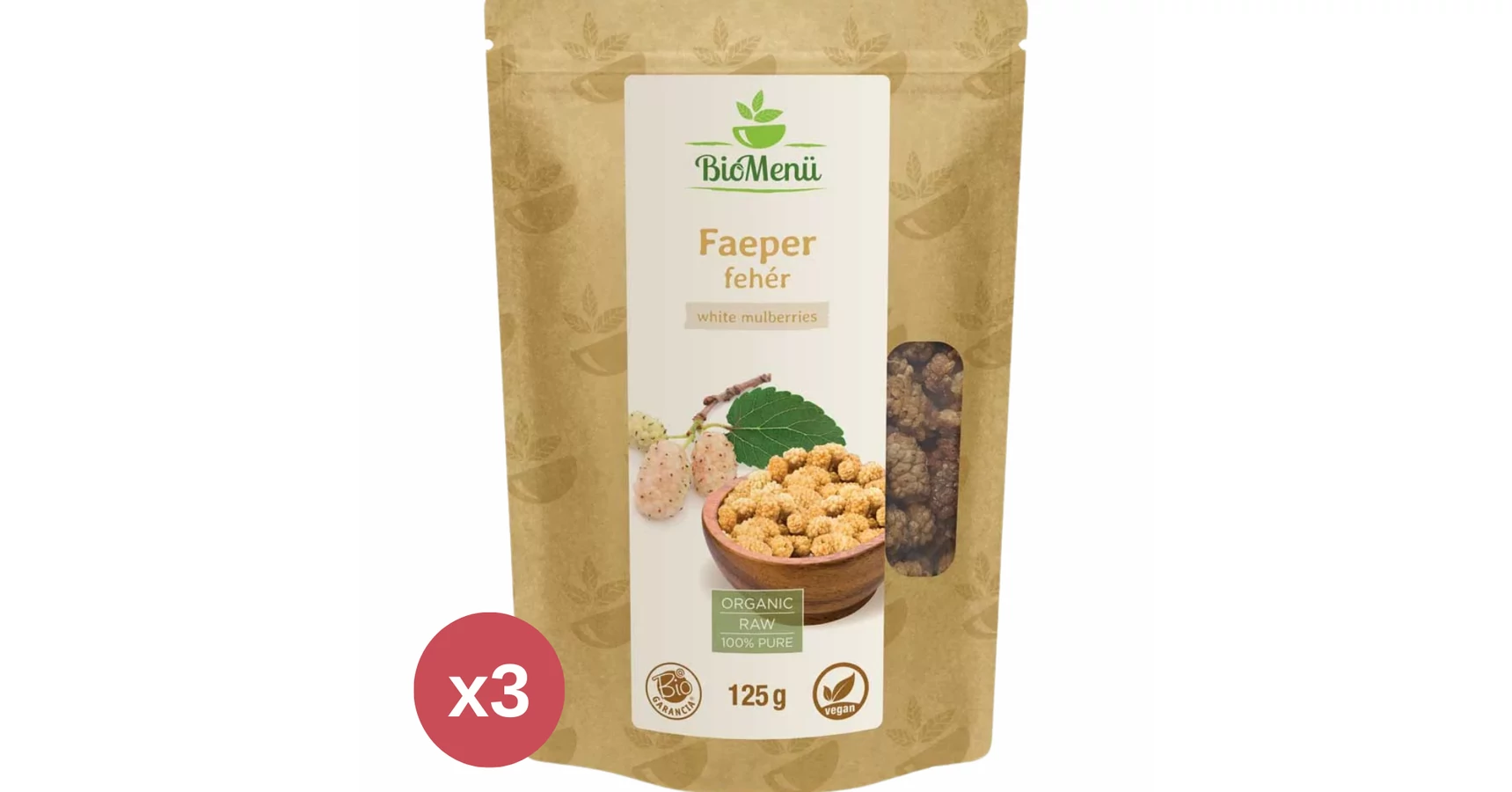 BioMenü BIO Fehér faeper 125 g – szívbarát, természetes nassolnivaló